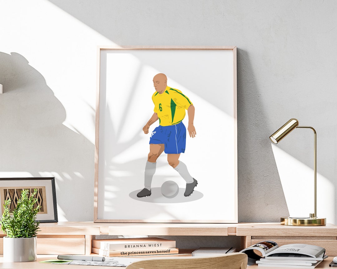Printable Roberto Carlos Hand Drawn Poster, Brazilian Football Legend ...