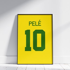 Printable Nascimento Pele Jersey Wall Art, Brasil Soccer Shirt Poster ...