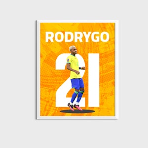 Rodrygo Poster, Printable Soccer Decoration, Brazilian National ...