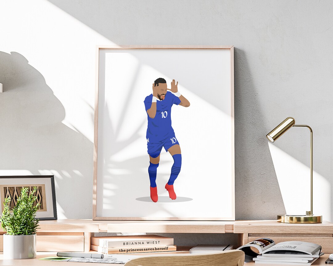 Soccer Illustration, Neymar Junior Hand Drawn Poster, Soccer Wall Art ...