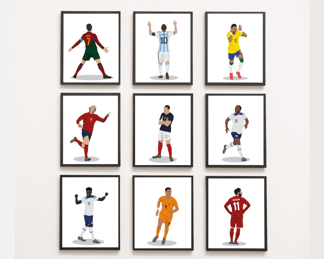 Printable Football Players Posters Bundle, Set of 9 Prints, Messi ...