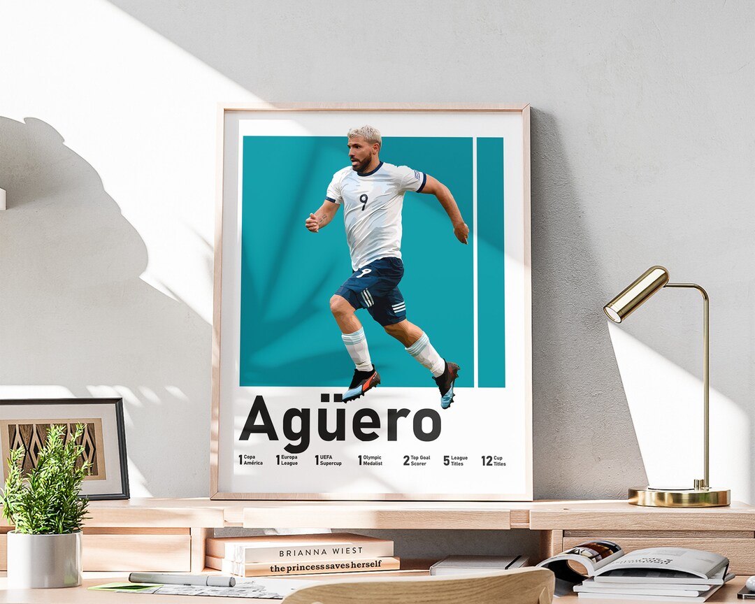 Printable Sergio Agüero Poster, Football Print, Argentinian Forward ...