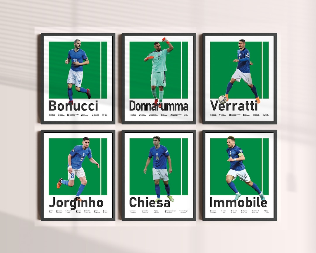 Set of 6 Prints, Printable Six Italian National Footballers Posters ...