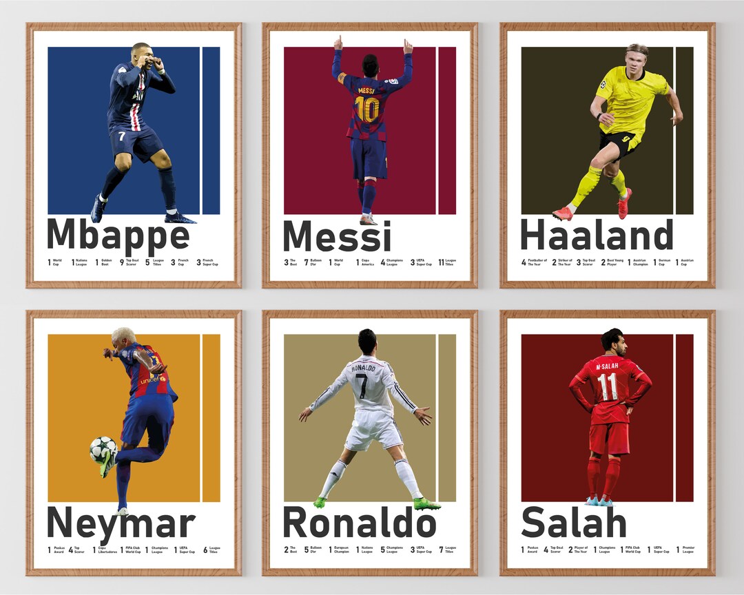 Printable Soccer Stars Poster Bundle Messi Ronaldo Mbappe - Etsy