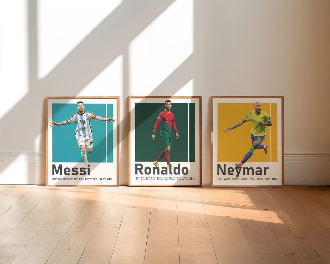 Printable Messi Ronaldo Neymar Posters Binder, Football Stars Wall ...