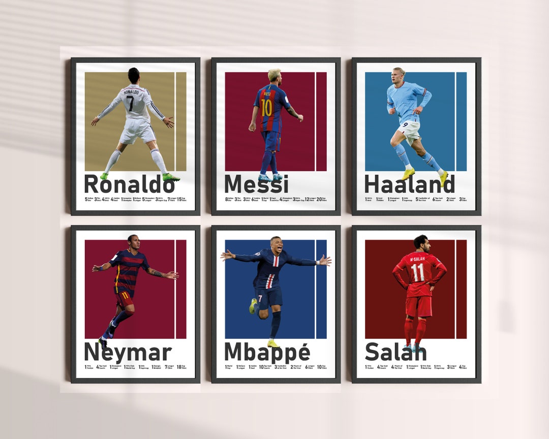 Printable Soccer Stars Poster Bundle, Messi Ronaldo Mbappe, Neymar Wall ...