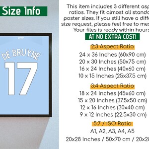 Printable Kevin De Bruyne Jersey, Football Shirt Poster, 2023-2024 ...