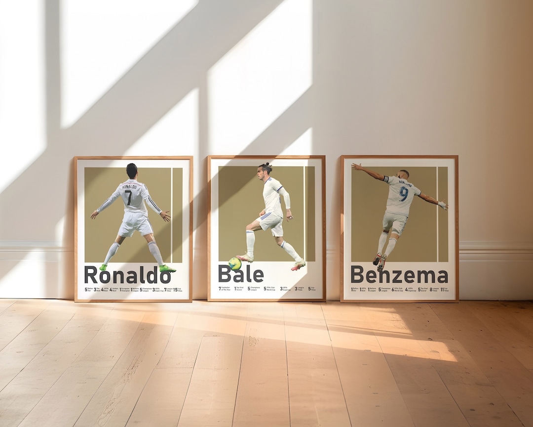Printable Ronaldo Bale Benzema Posters Bundle, Legendary Soccer Trio ...