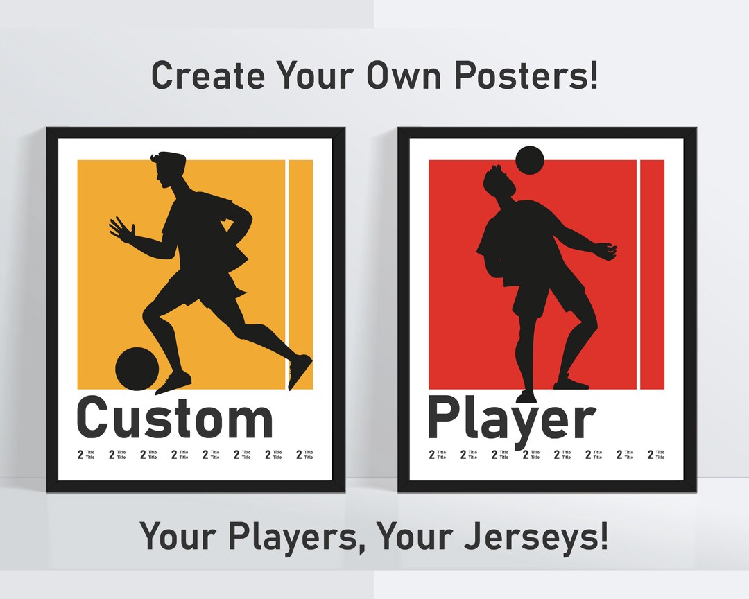Custom 2 Football Players Poster, Customizable Soccer Poster, Sports ...