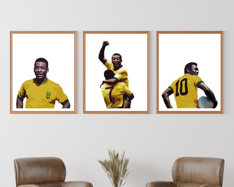 Football Legend Pele Printable Prints Set, Bundle of 3 Posters - Etsy
