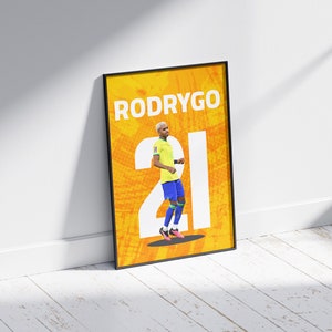 Rodrygo Poster, Printable Soccer Decoration, Brazilian National ...