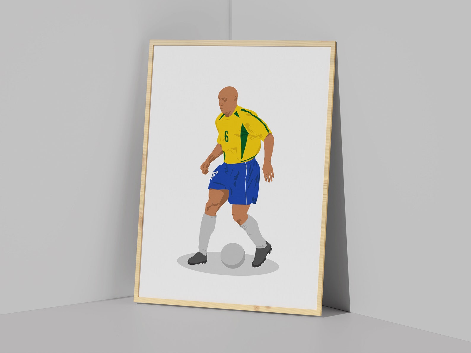 Printable Roberto Carlos Hand Drawn Poster, Brazilian Football Legend ...