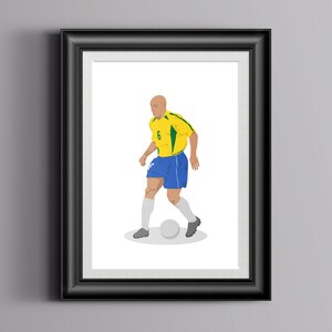 Printable Roberto Carlos Hand Drawn Poster, Brazilian Football Legend ...