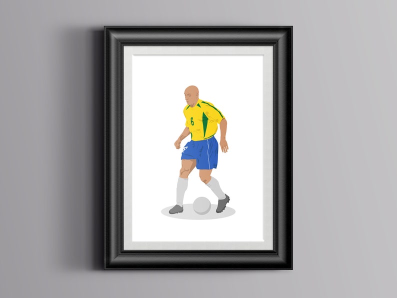 Printable Roberto Carlos Hand Drawn Poster, Brazilian Football Legend ...
