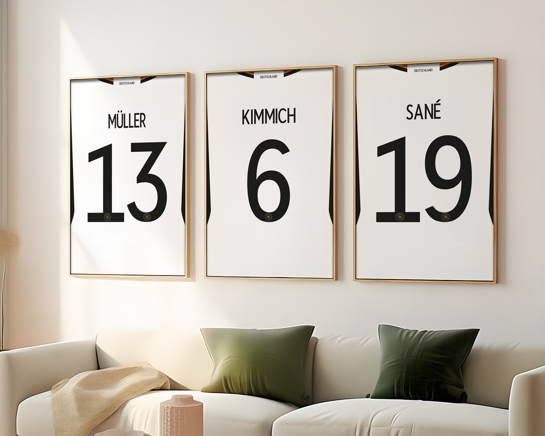 3 German Footballers Jersey Posters Bundle, Muller, Kimmich, Leroy Sane ...