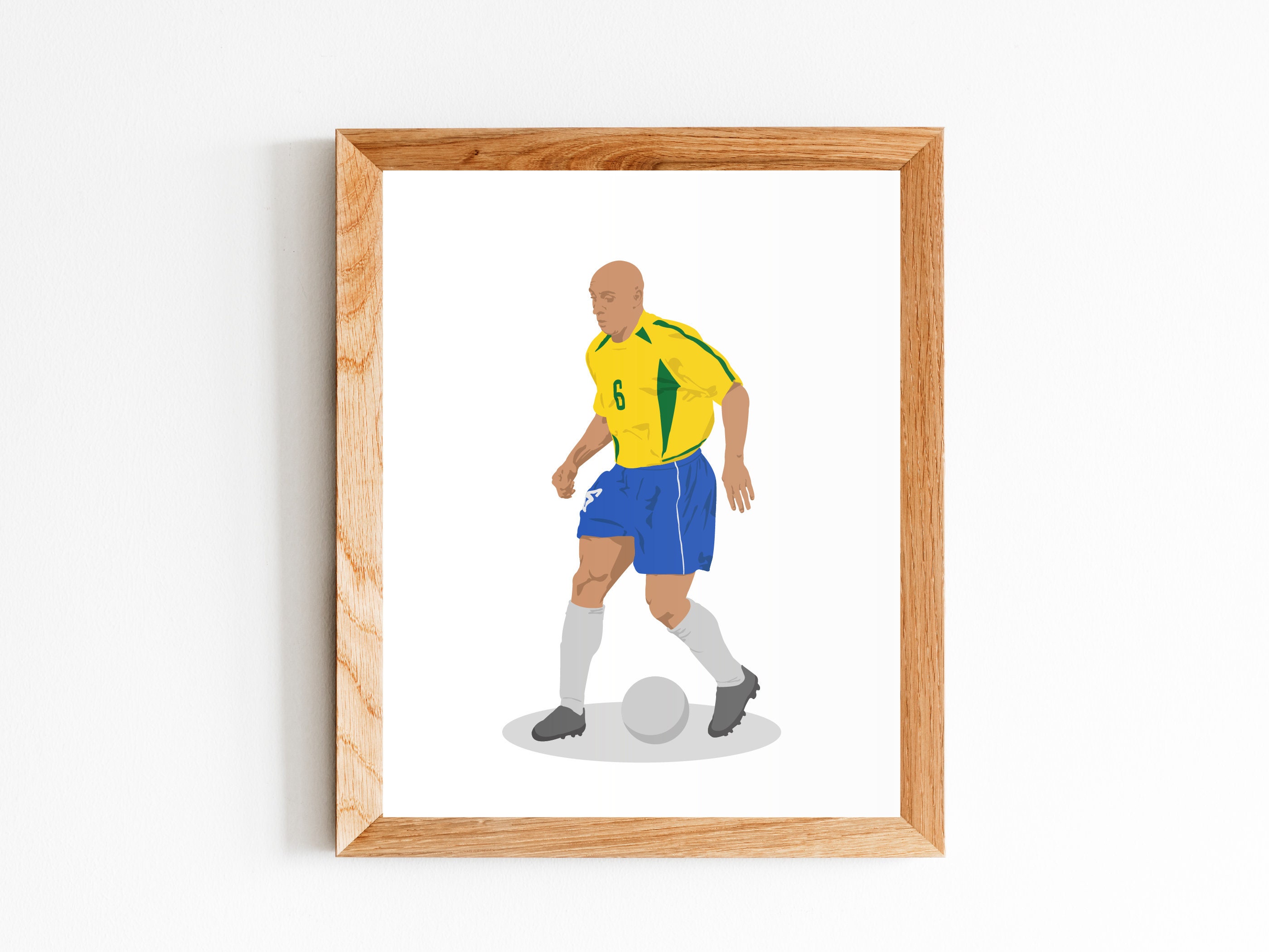 Printable Roberto Carlos Hand Drawn Poster, Brazilian Football Legend ...