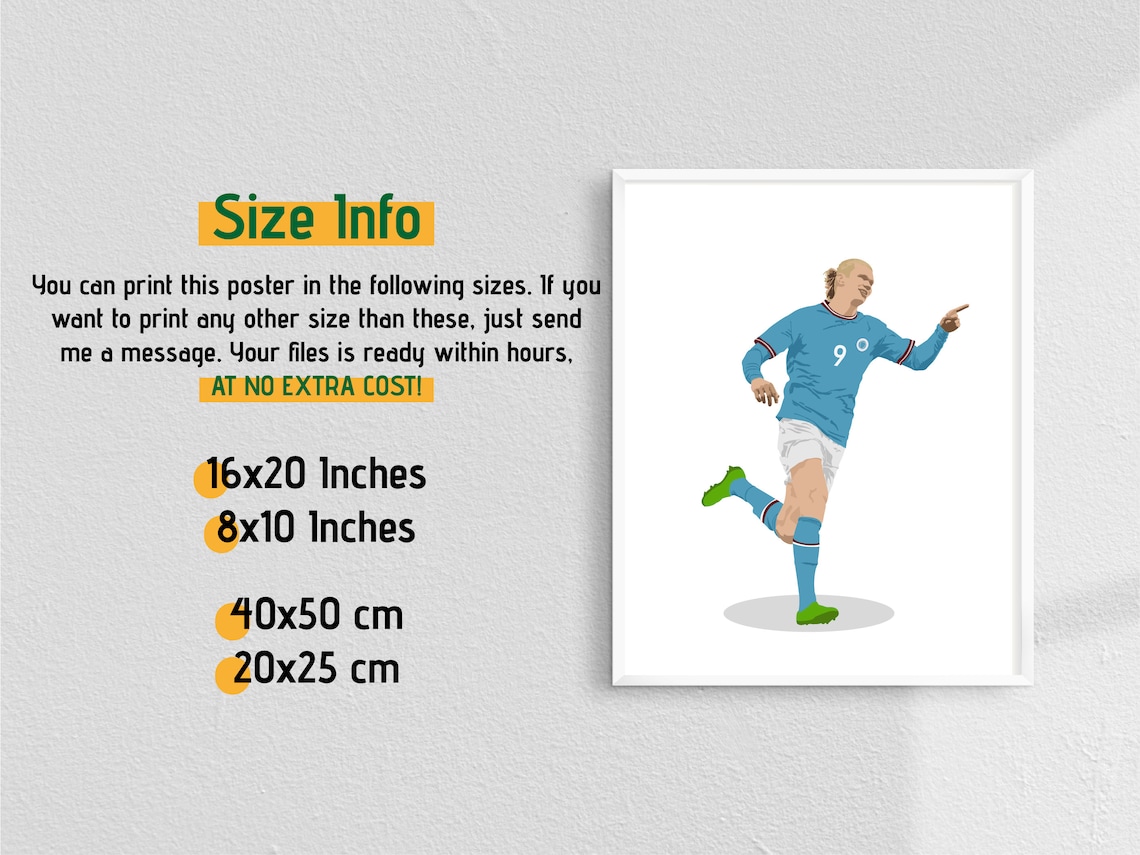 Football Printable, Erling Haaland Hand Drawn Poster, Soccer ...