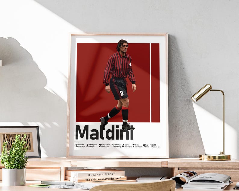 Paolo Maldini Poster: Italian Soccer Legend Illustration (digital ...