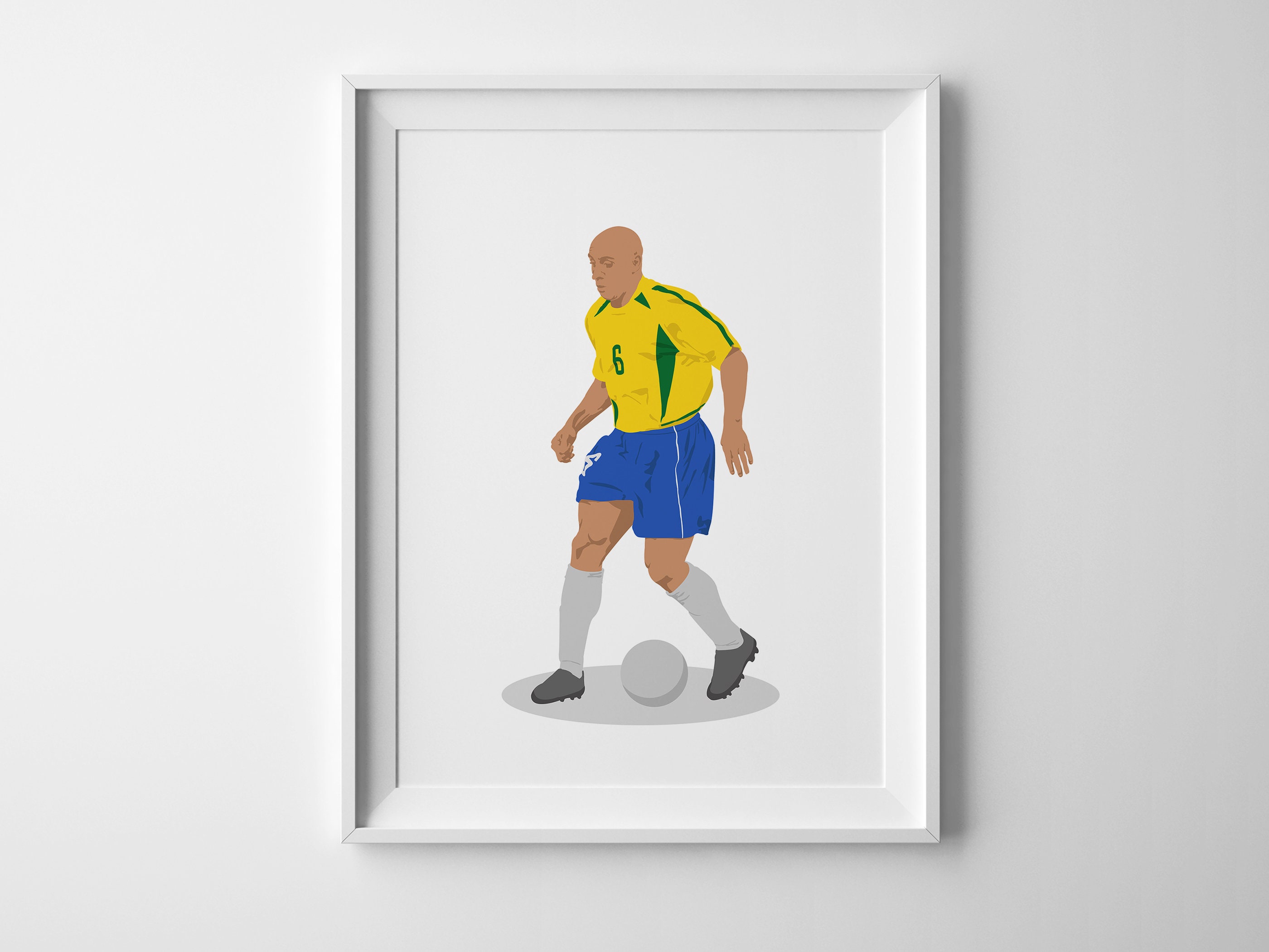 Printable Roberto Carlos Hand Drawn Poster, Brazilian Football Legend ...