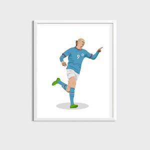 Football Printable, Erling Haaland Hand Drawn Poster, Soccer ...