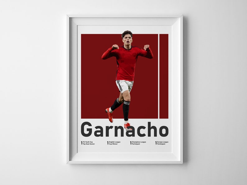 Alejandro Garnacho Football Poster, Argentinian Soccer Wall Art ...