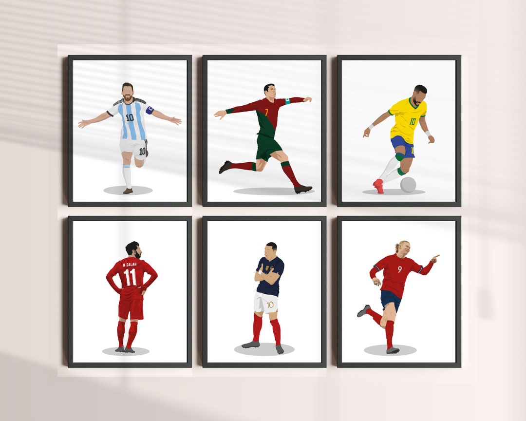 Printable Football Stars Posters Bundle, Ronaldo Messi Neymar Haaland ...