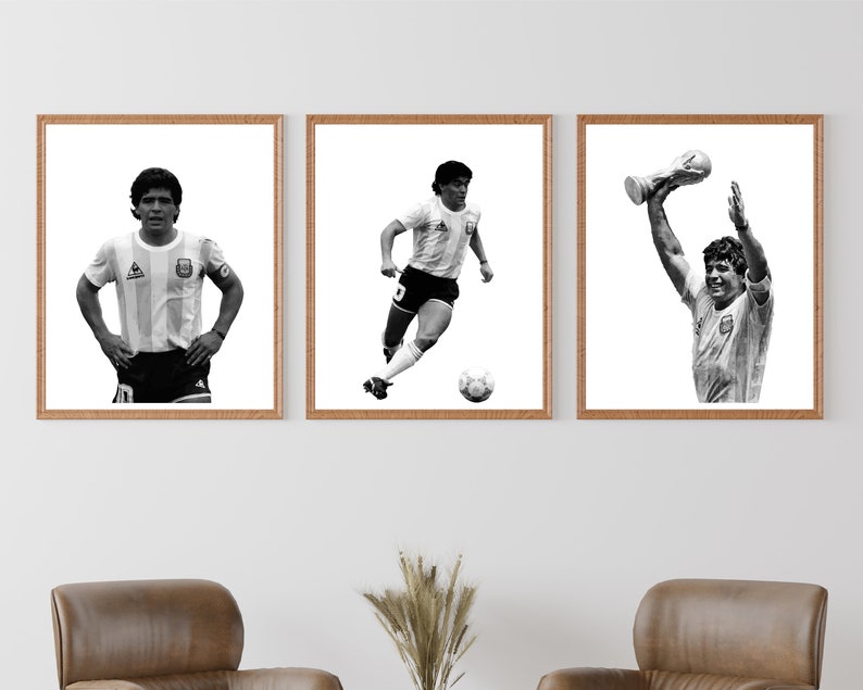 Printable Diego Maradona Black and White Posters Set of 3 - Etsy