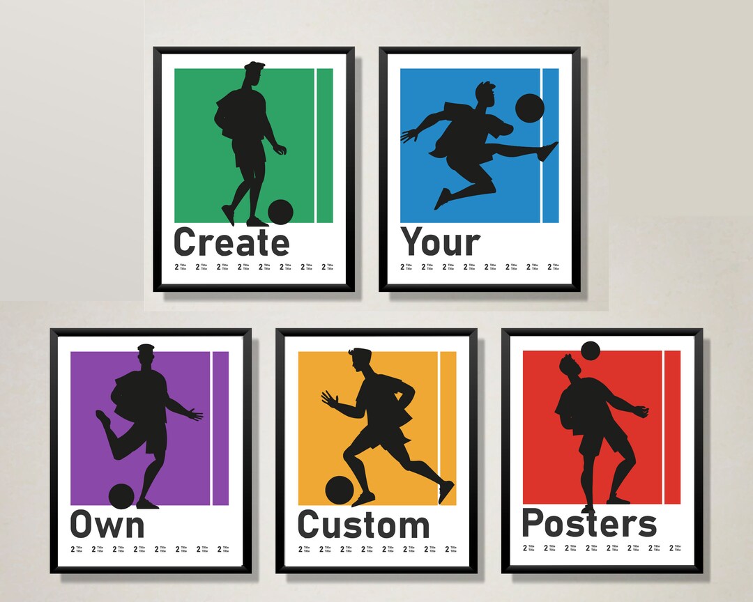 Custom 5 Soccer Players Poster, Customizable Football Poster, Printable ...