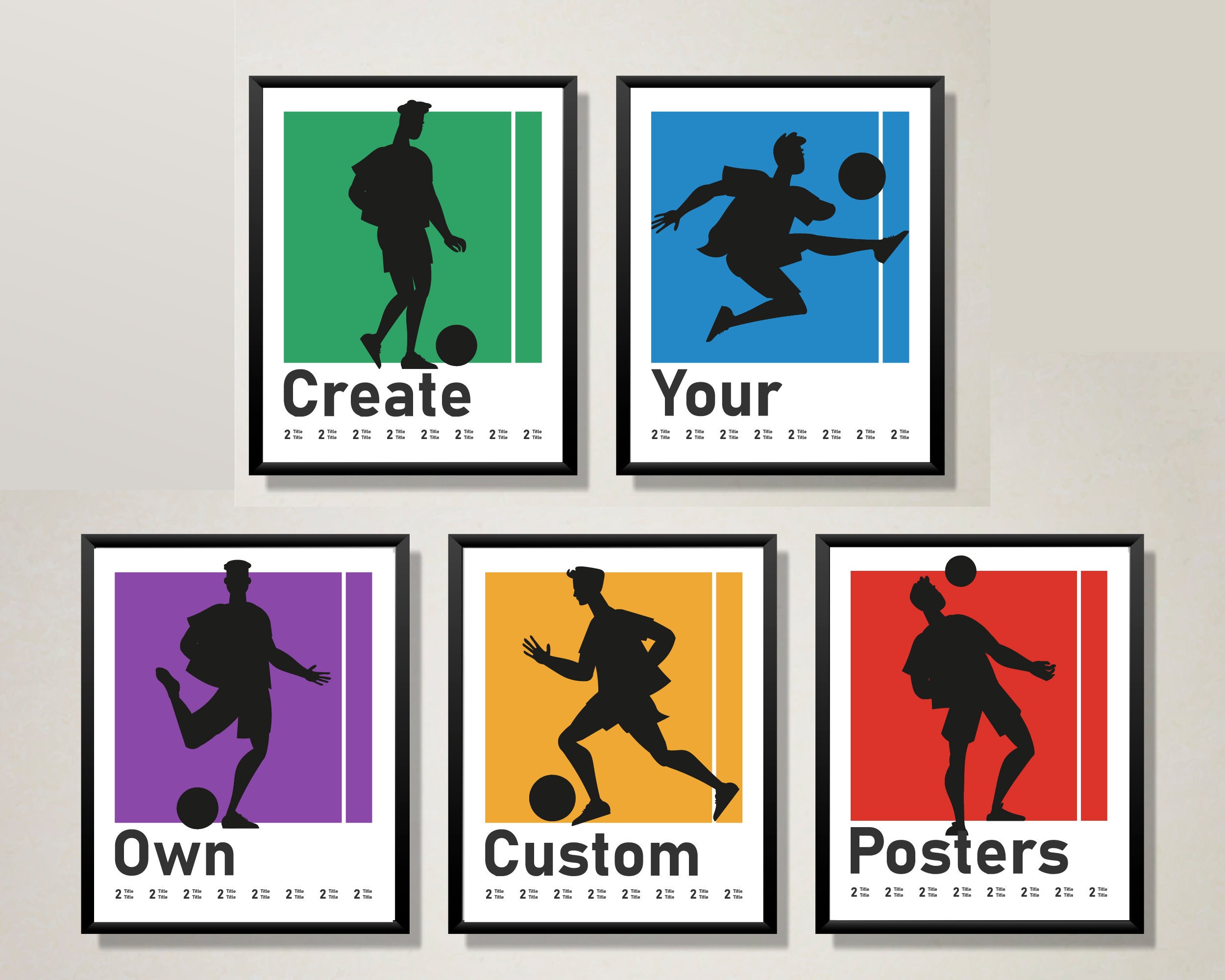 Custom 5 Soccer Players Poster Customizable Football Poster - Etsy