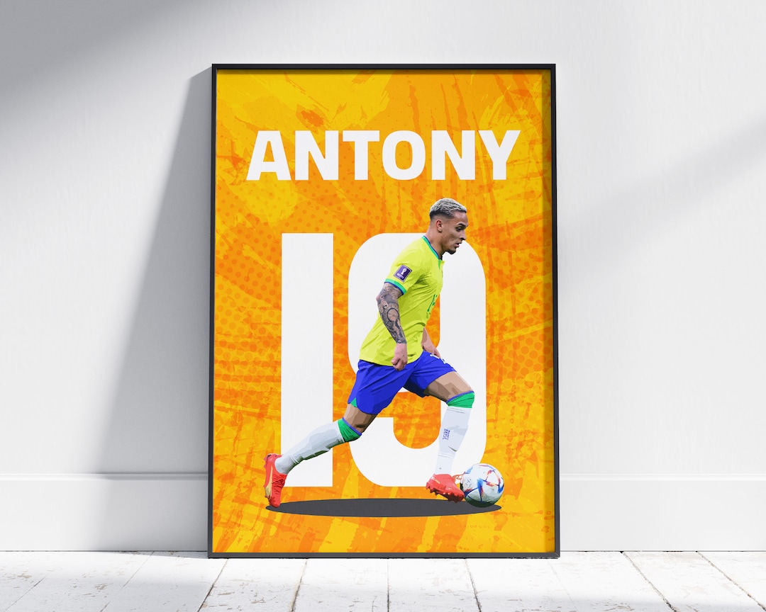 Antony Poster, Printable Soccer Print, Brazilian National Winger, Gift ...