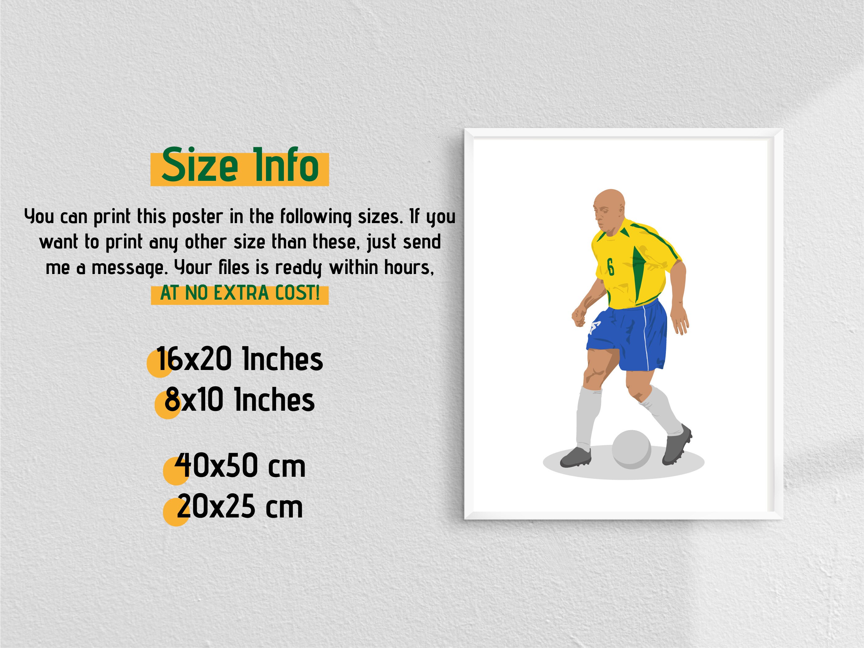 Printable Roberto Carlos Hand Drawn Poster, Brazilian Football Legend ...