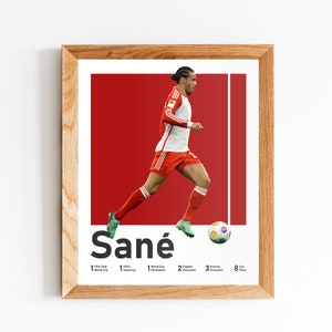 Printable Leroy Sane Poster, Football Illustration, German Soccer ...