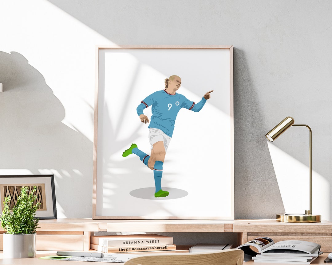 Football Printable, Erling Haaland Hand Drawn Poster, Soccer ...