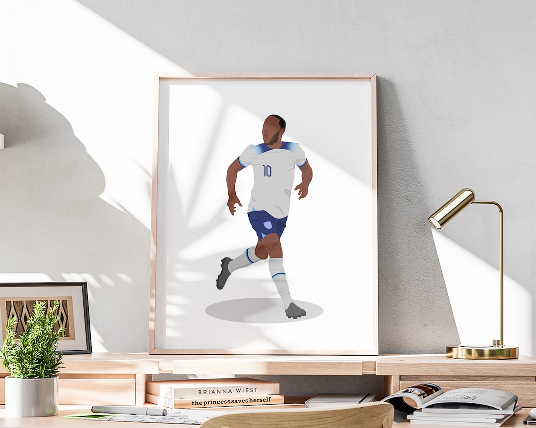 Printable Raheem Sterling Hand Drawn Poster, English Professional ...