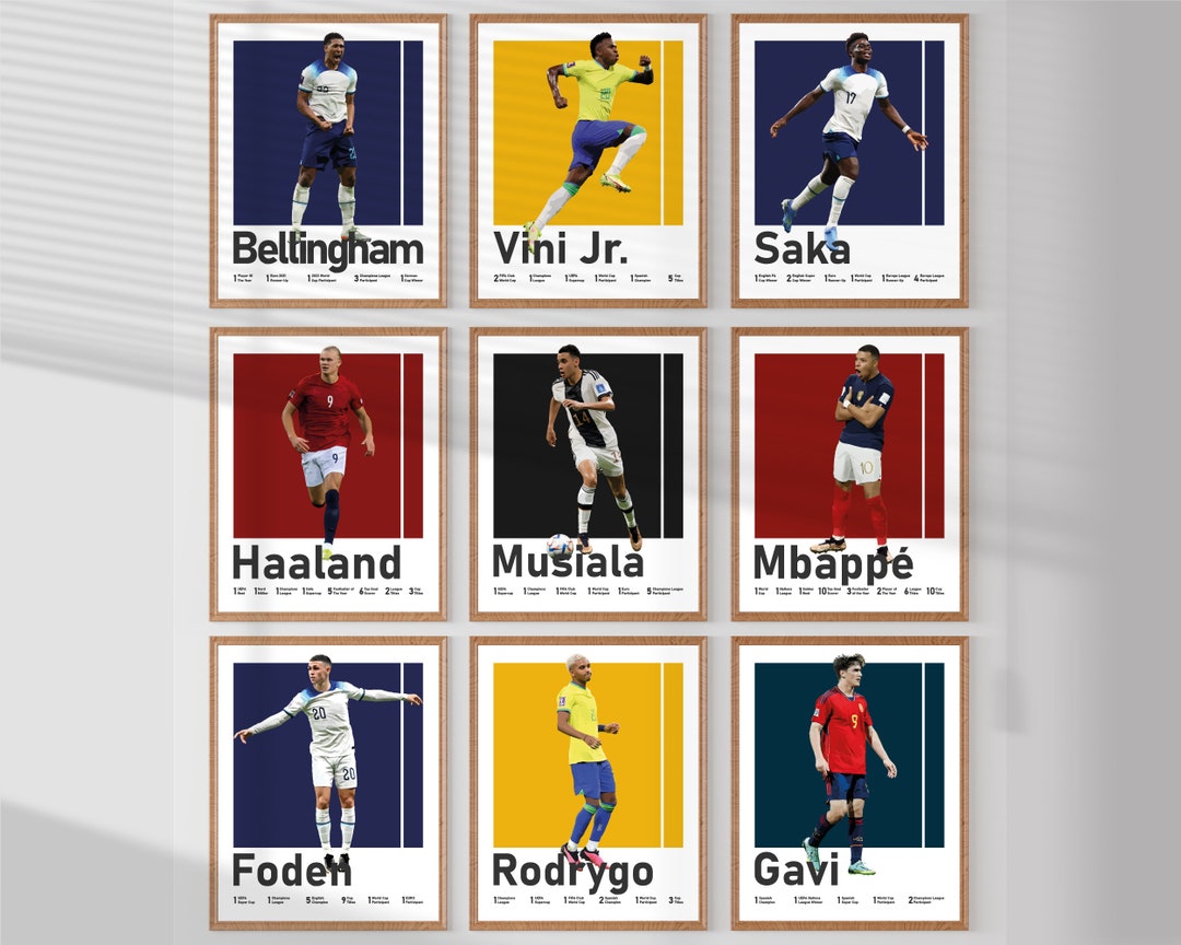 Set of Nine Digital Prints, Best Young Footballers Posters Bundle ...