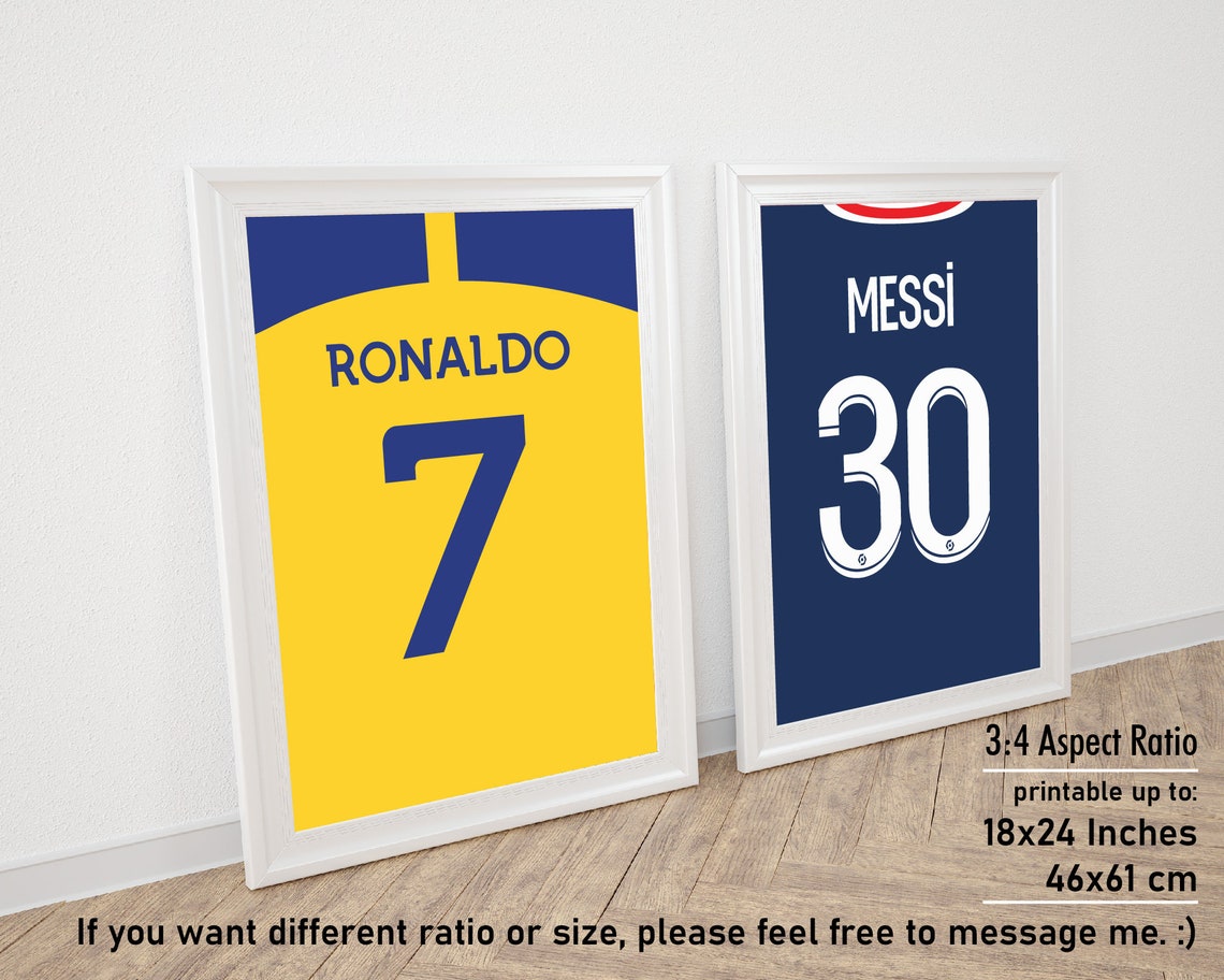 Printable Messi Ronaldo Jersey Posters Football Wall Art Set - Etsy