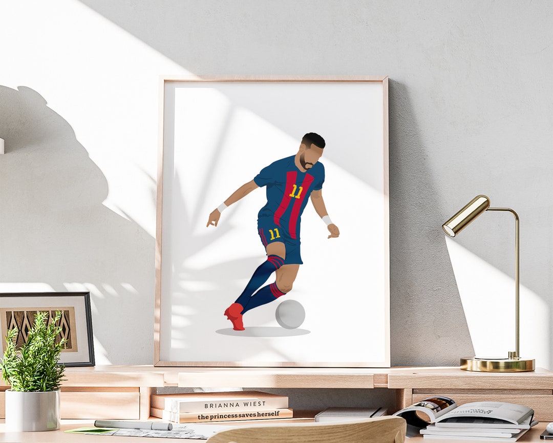 Neymar Junior Hand Drawn Poster, Soccer Illustration, Neymar Jr Wall ...