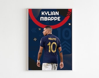 Kylian Mbappe Poster Print, Kylian Mbappe Wall Art Printable, Mbappe ...