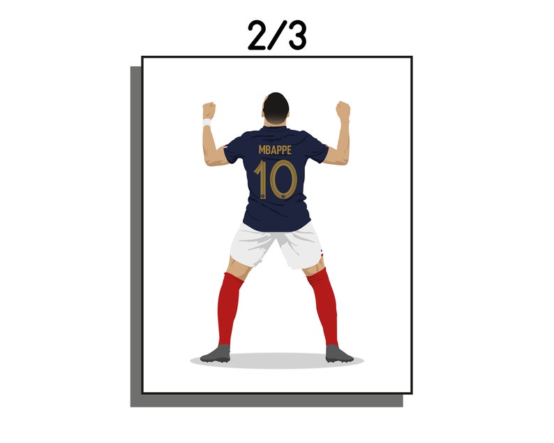 Printable Kylian Mbappe Drawings, Set of 3 Wall Arts, Mbappe ...
