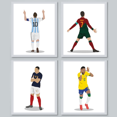 Printable Soccer Stars Poster Bundle Messi Ronaldo Mbappe - Etsy