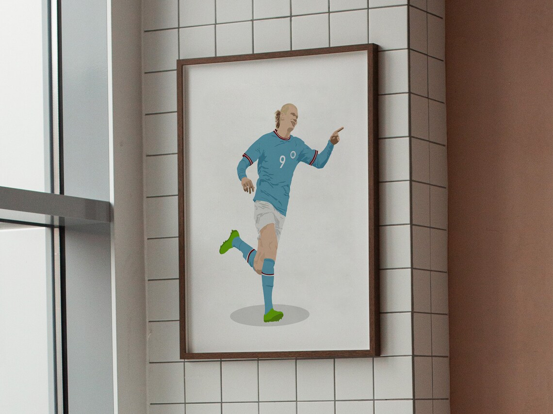 Football Printable, Erling Haaland Hand Drawn Poster, Soccer ...