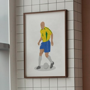 Printable Roberto Carlos Hand Drawn Poster, Brazilian Football Legend ...