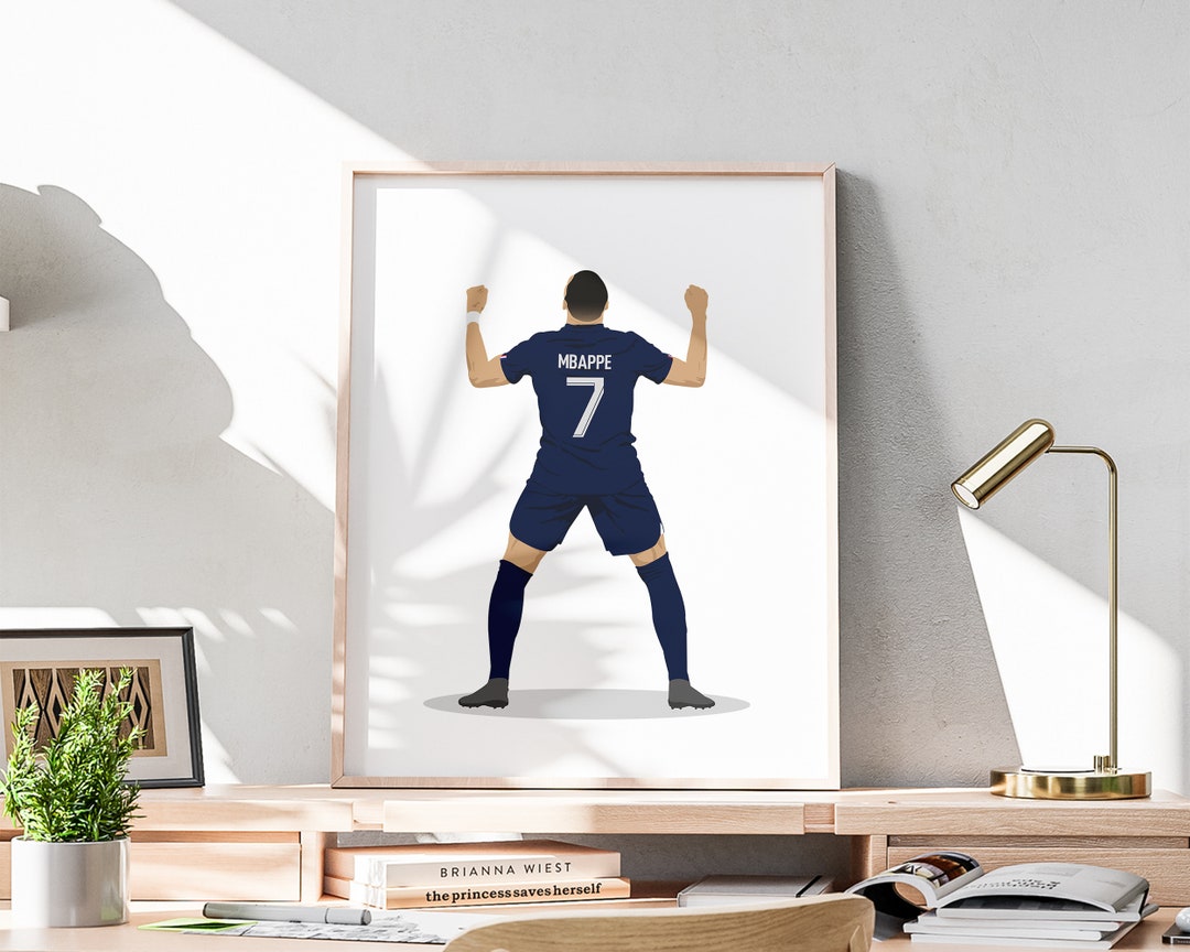 French National Football Star, Hand Drawn Kylian Mbappe Poster ...