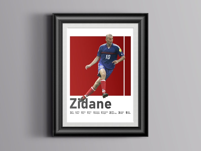 Printable Zinedine Zidane Poster, French Soccer Legend, Zidane Wall Art ...
