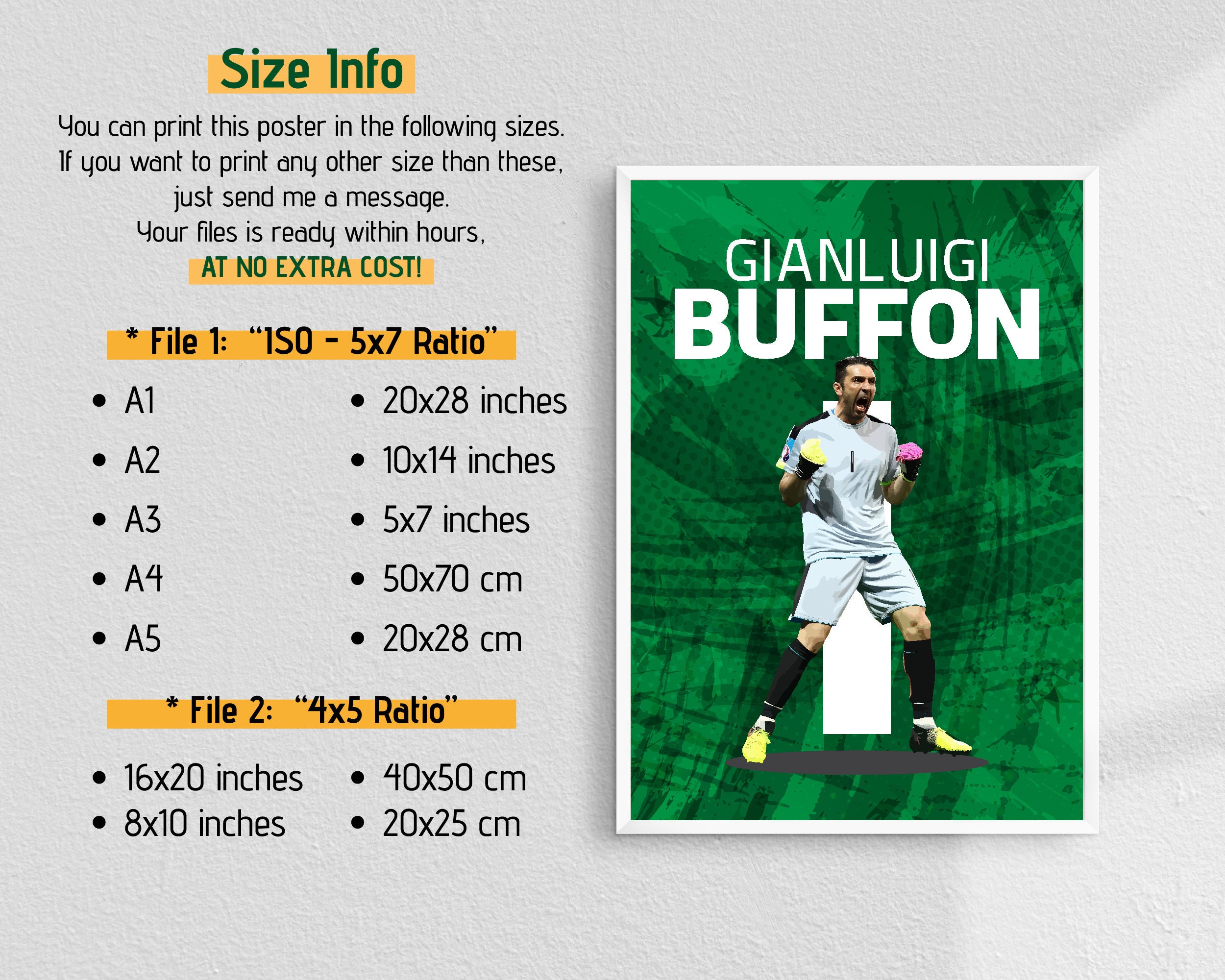 Printable Football Illustration, Gianluigi Buffon Poster, Italian ...