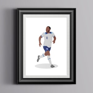 Printable Raheem Sterling Hand Drawn Poster, English Professional ...