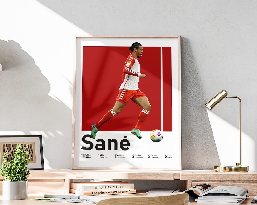 Printable Leroy Sane Poster, Football Illustration, German Soccer ...