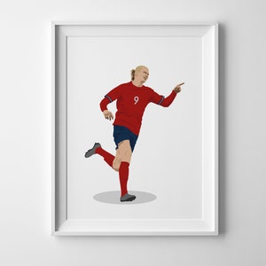 Erling Haaland Hand Drawn Poster, Soccer Illustration, Football ...