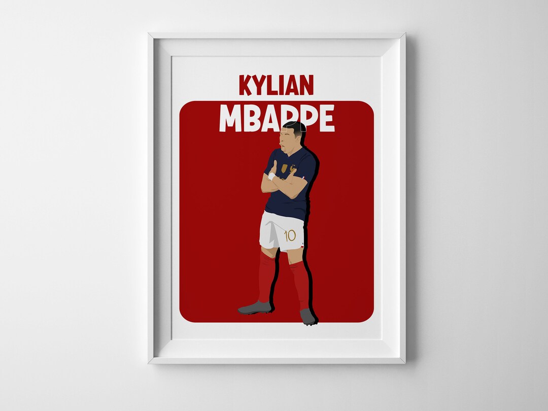 Printable Kylian Mbappe Drawing, Kids Room Decoration, French Soccer ...