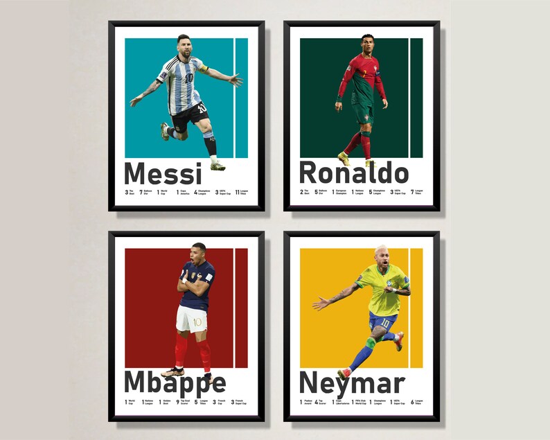 Printable Messi Ronaldo Neymar Mbappe Posters Bundle With - Etsy